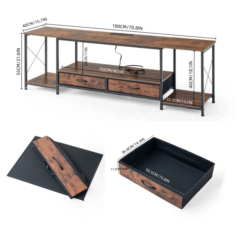 17 Stories 70.8 Inch TV Stand With Storage, TV Stand With Outlet ...