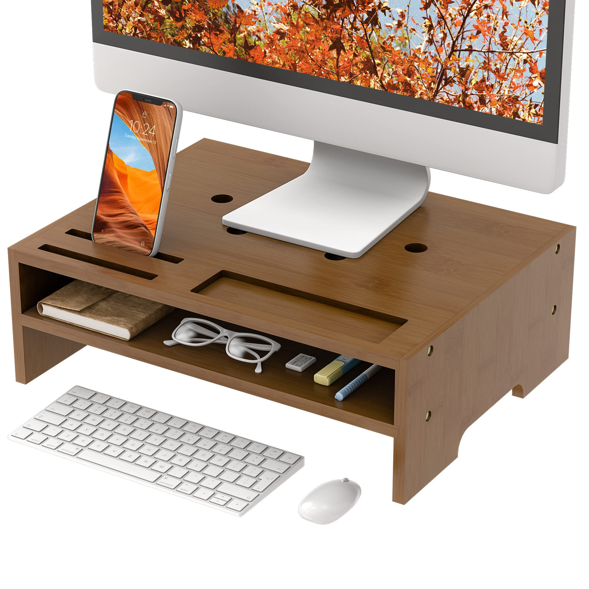 Latitude Run® Bamboo Monitor Stand & Reviews | Wayfair