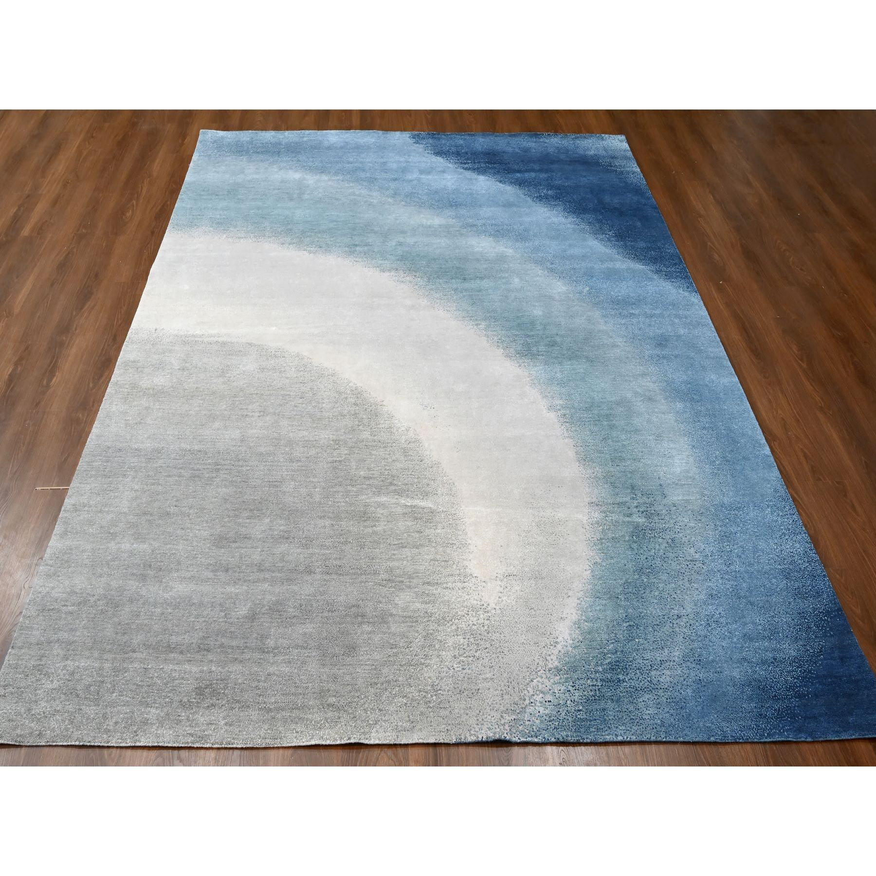 Isabelline 9'0" x 11'10" THE OCEAN, Modern Gradation Design, Hand ...