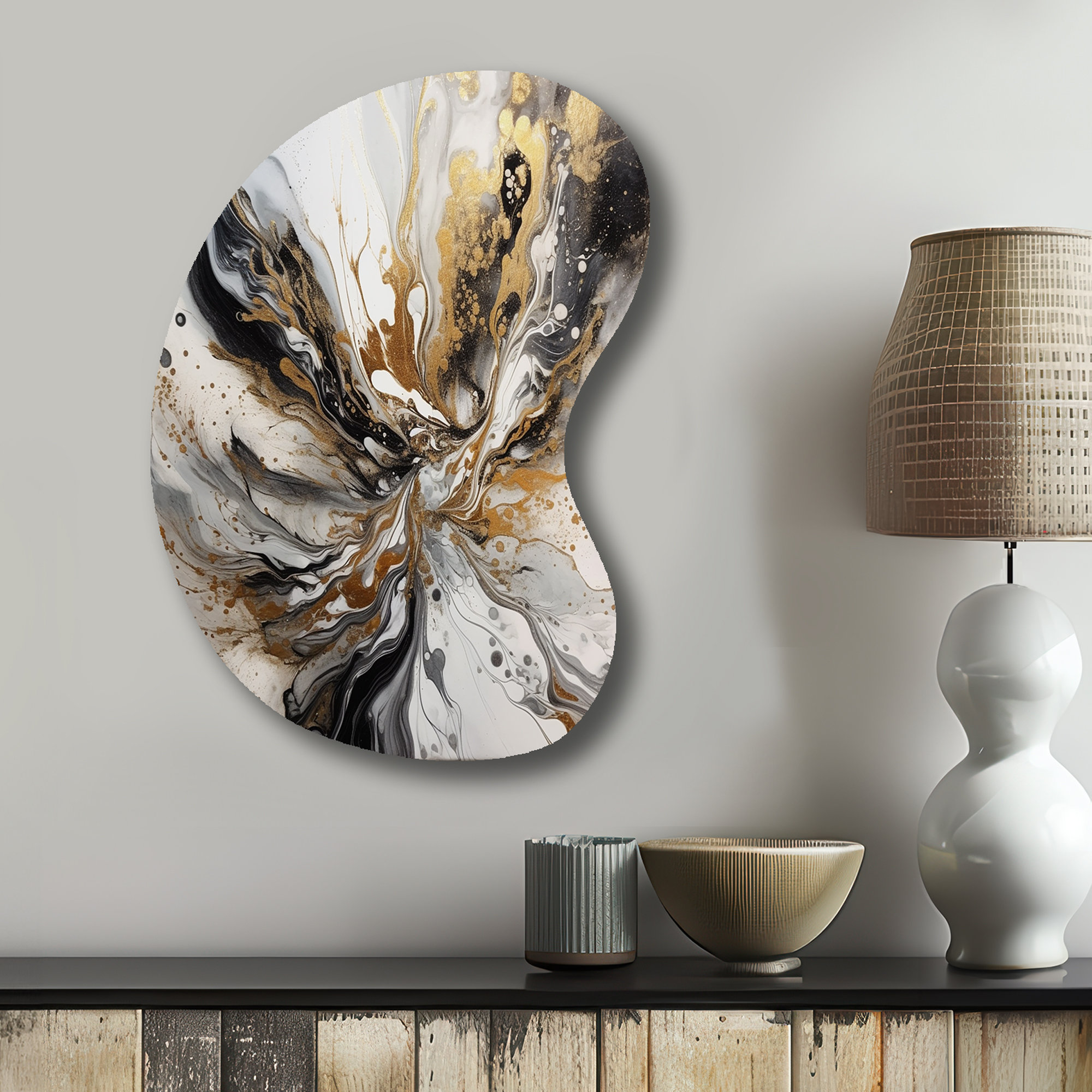 Design Art Painting Artwork With Swirls Marble II - Abstract Marble Boom Shape Irregular Metal ...