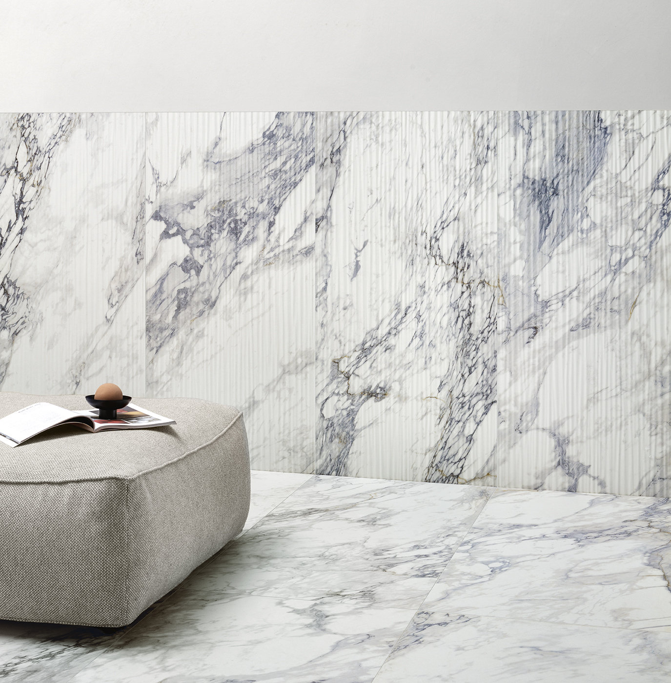 Tile Market Carrara Dream 12" x 24" 3D Fluted Porcelain Marble Look ...