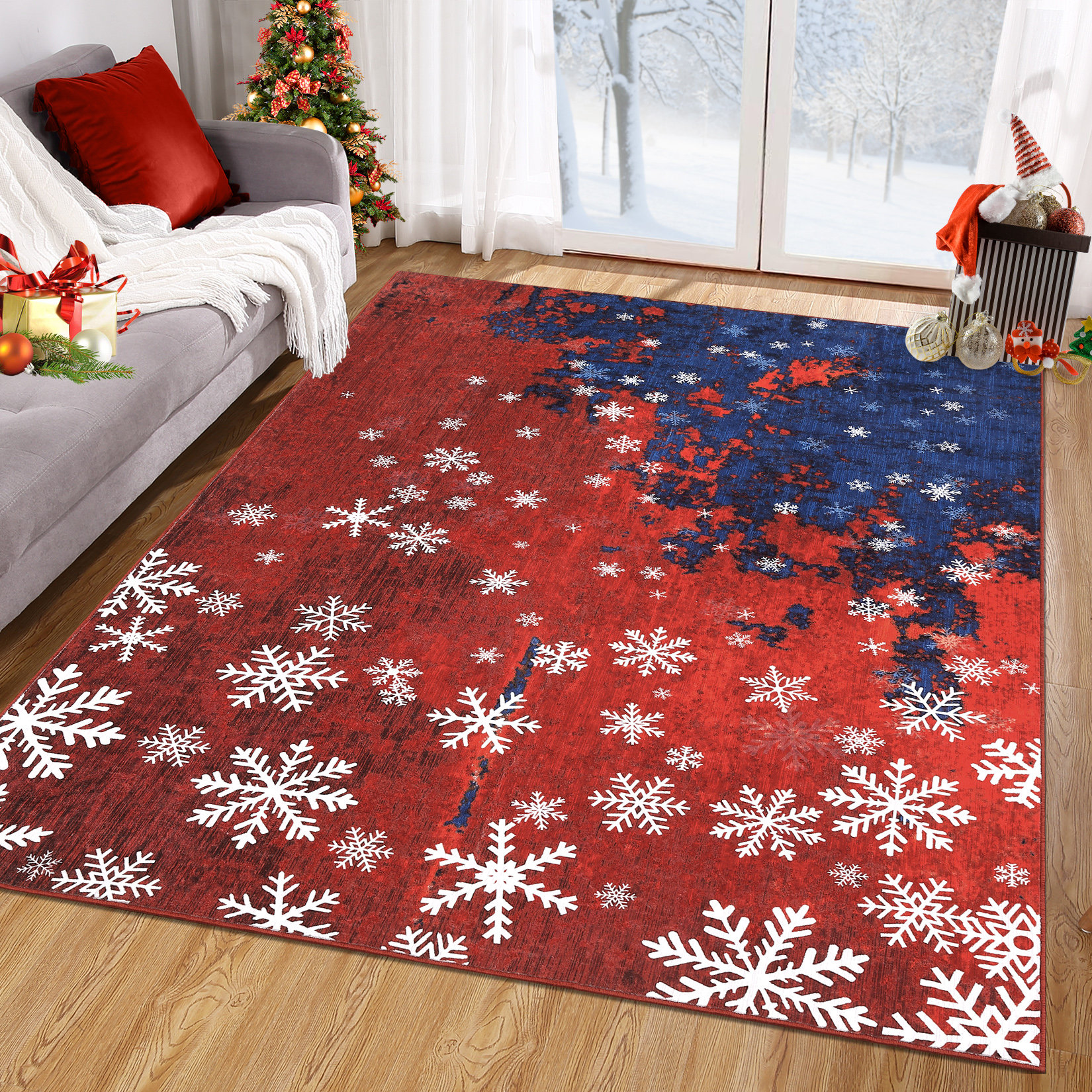 The Holiday Aisle® Christmas Decorative Area Rug Washable Modern Rug ...