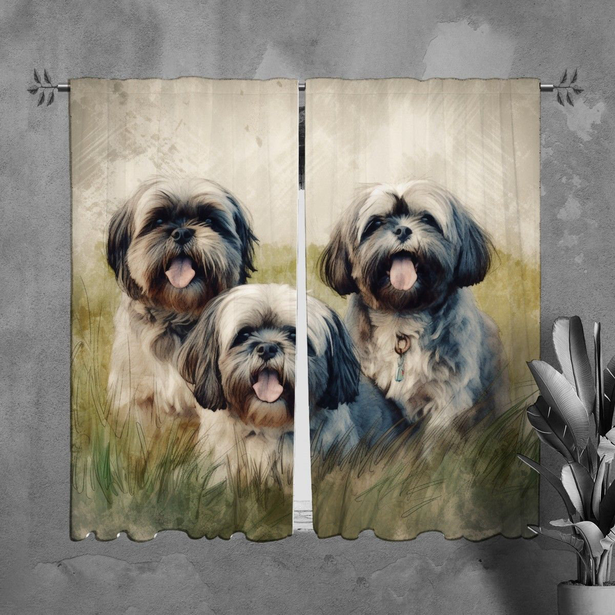 Loon Peak® Dog Window Curtains Animals White Drapes | Wayfair