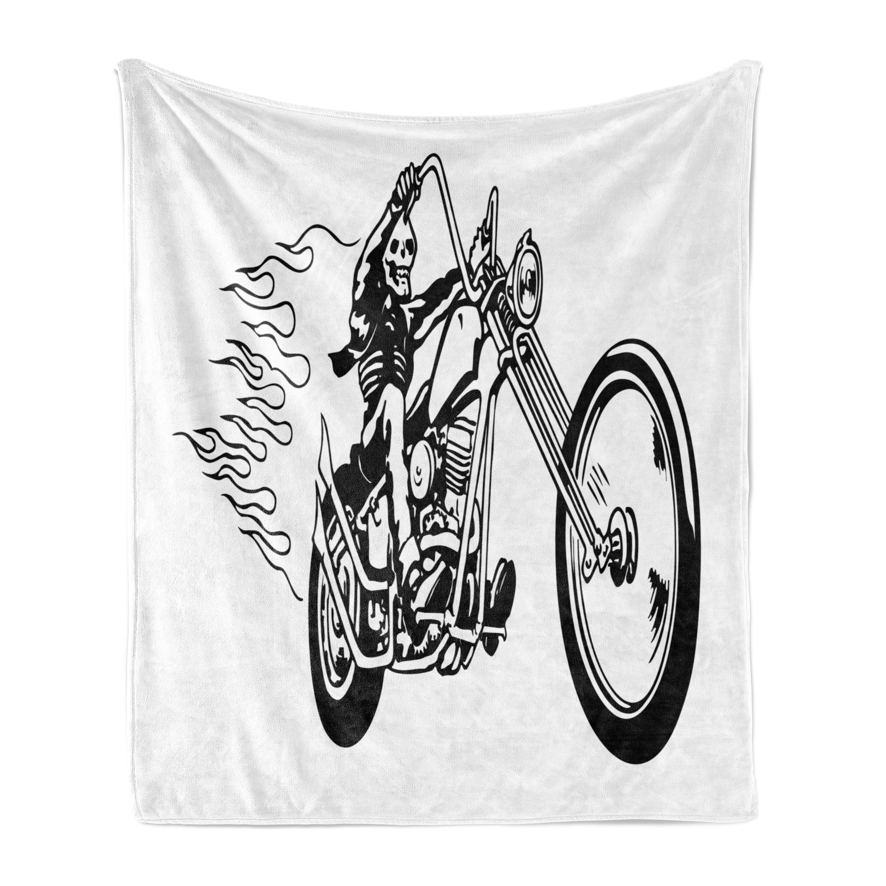 Ambesonne Motorcycle Fleece Throw Blanket Fearless Rider Skeleton ...
