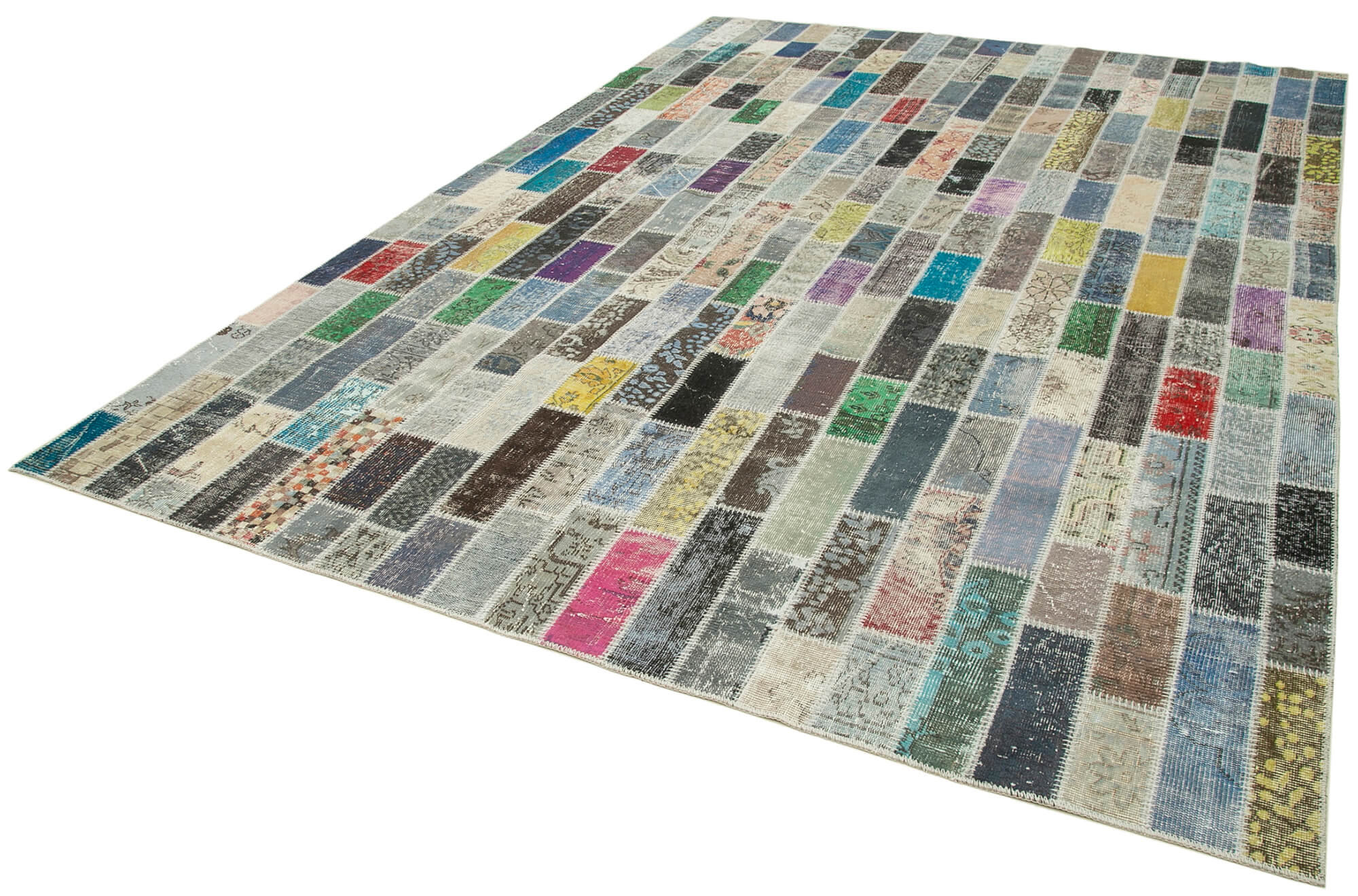 Bungalow Rose Kirk Yama Grey Patchwork Wool Handmade Area Rug - Wayfair Canada
