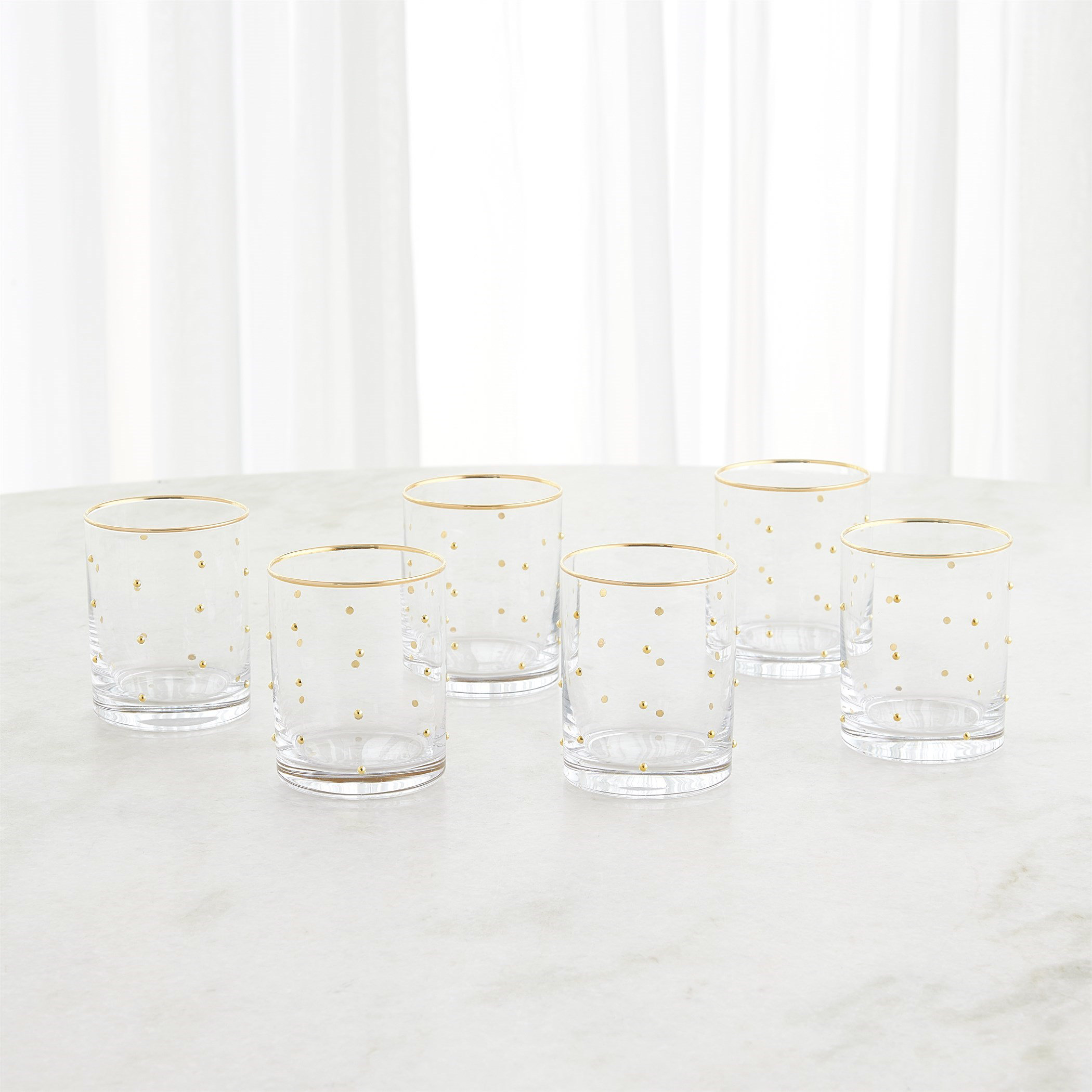 Global Views S/6 Celebration DOF Glasses-Clear W/Gold Dots | Wayfair