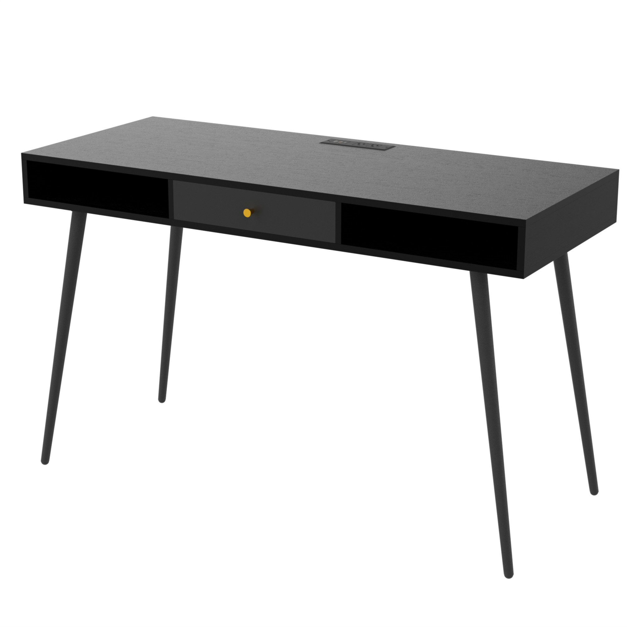 George Oliver Mid Century Desk With USB Ports And Power Outlet, Modern ...