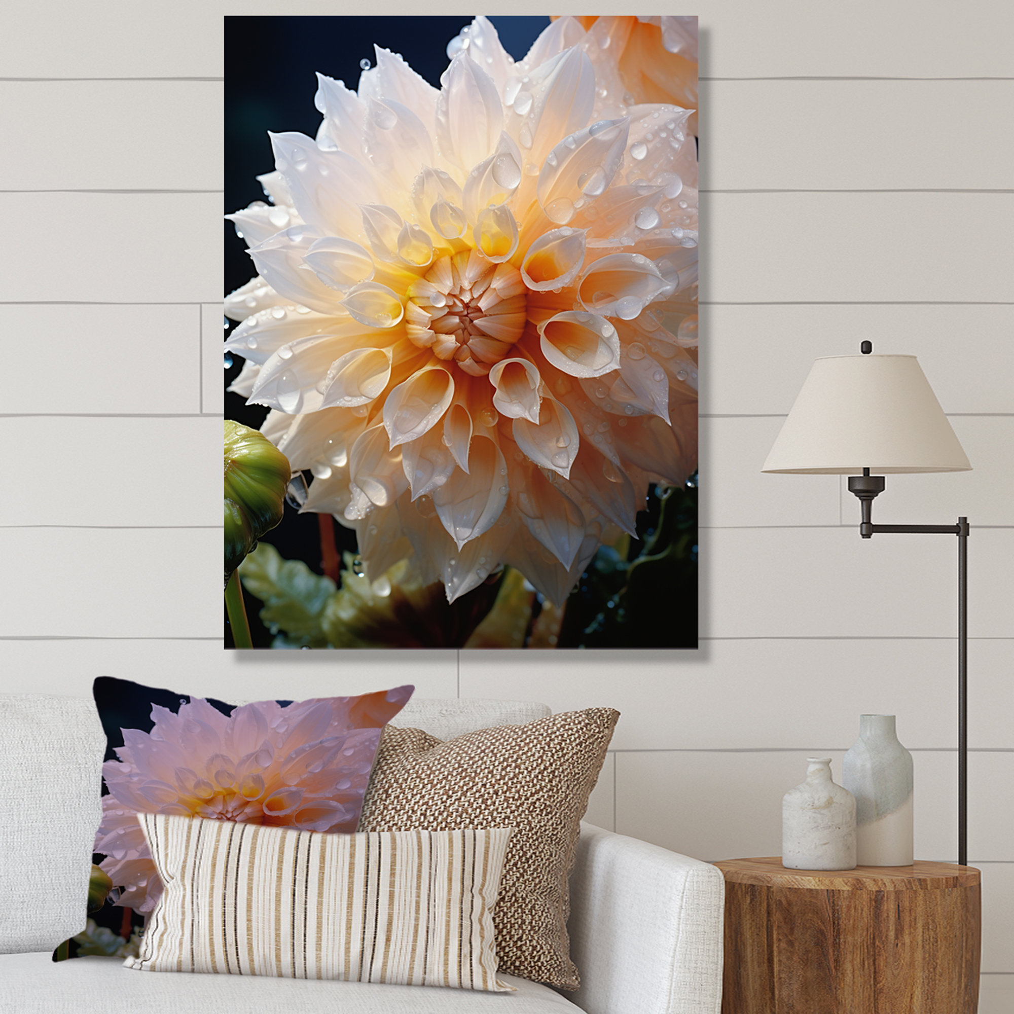 Ebern Designs Orange Dahlia Flowering Serenade On Canvas Print | Wayfair
