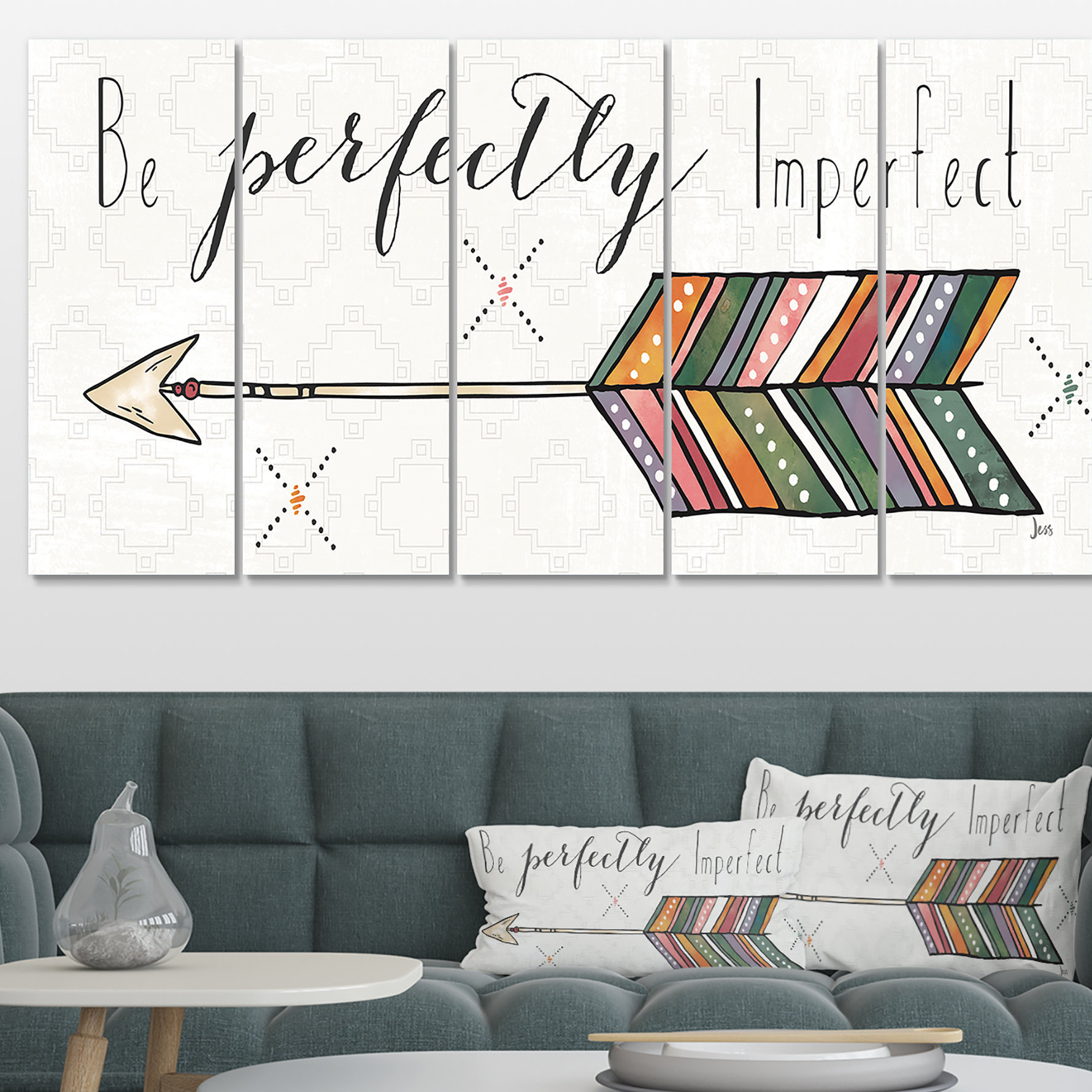 East Urban Home 'Be Perfectly Imperfect Boho Arrow I' Painting Multi ...
