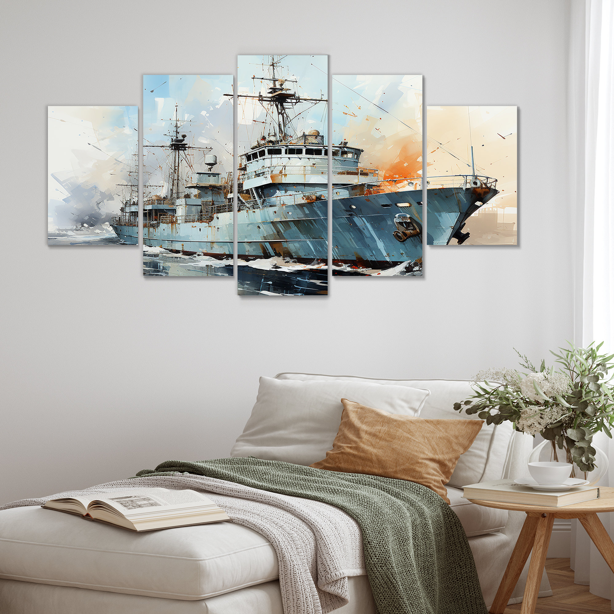 Breakwater Bay Navy Army Boat Frigate IV - Military Multipanel Wall Art ...