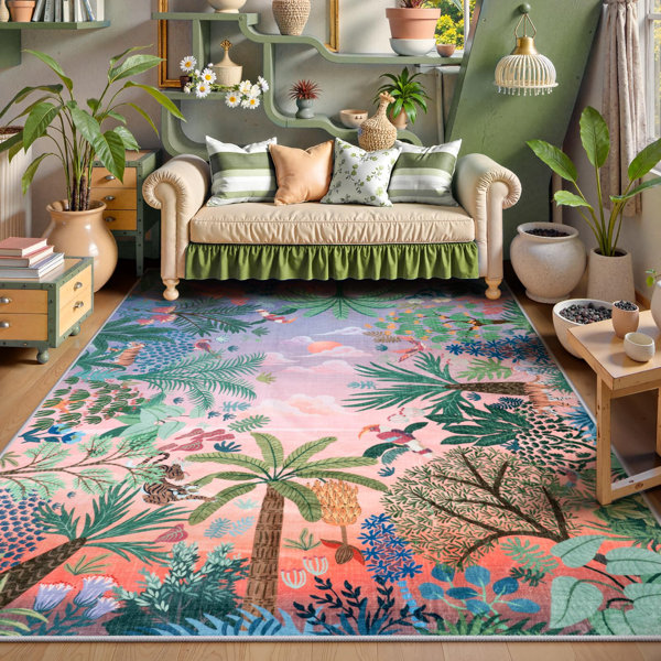 Bungalow Rose Jungle Animal Print Washable Area Rugs for Bedroom ...
