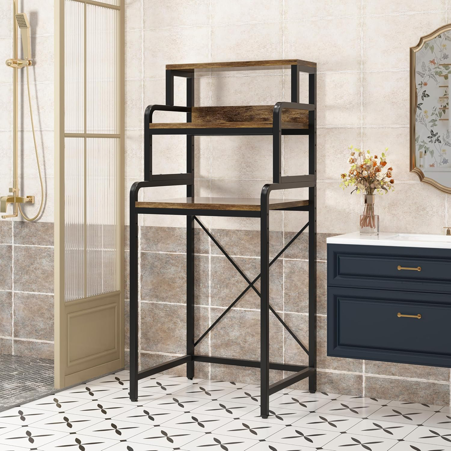 RIVERCITY CUSTOM CABINETRY, INC. 3-Tier Bathroom Room Shelf Washing ...
