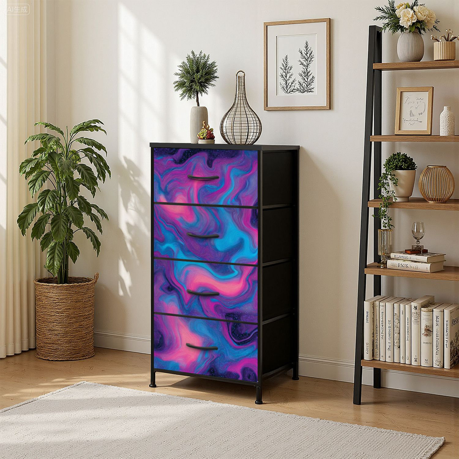 Wrought Studio™ 4 Drawer Vertical Storage Dresser Abstract marbled Hand ...