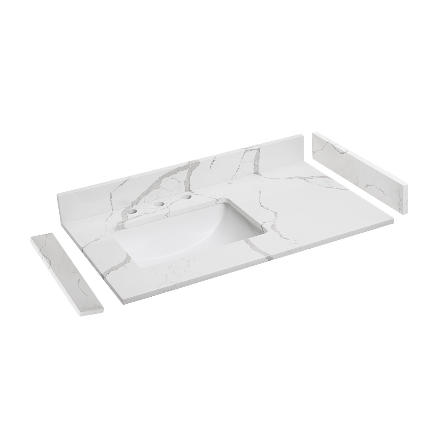 PROOX 36'' Quartz Vanity Top with Sink Faucet Holes | Wayfair