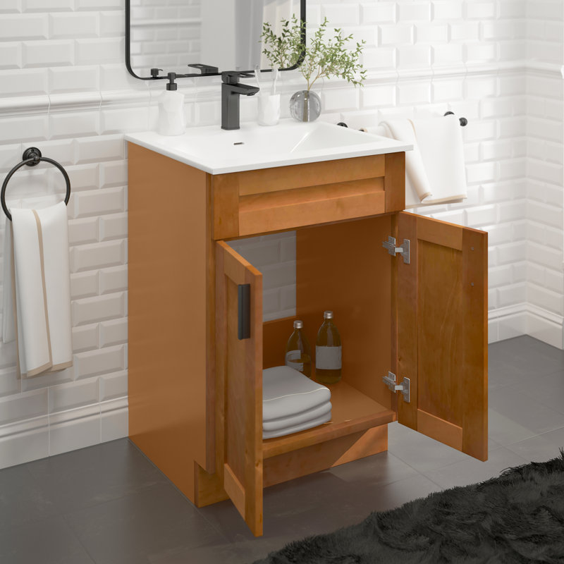 Vanity Atelier 24'' Single Bathroom Vanity Sink Base Cabinet in Maple ...