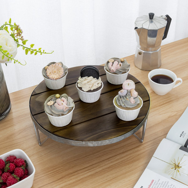Wrought Studio™ Einike Rustic Galvanized Metal Cake Stand | Wayfair