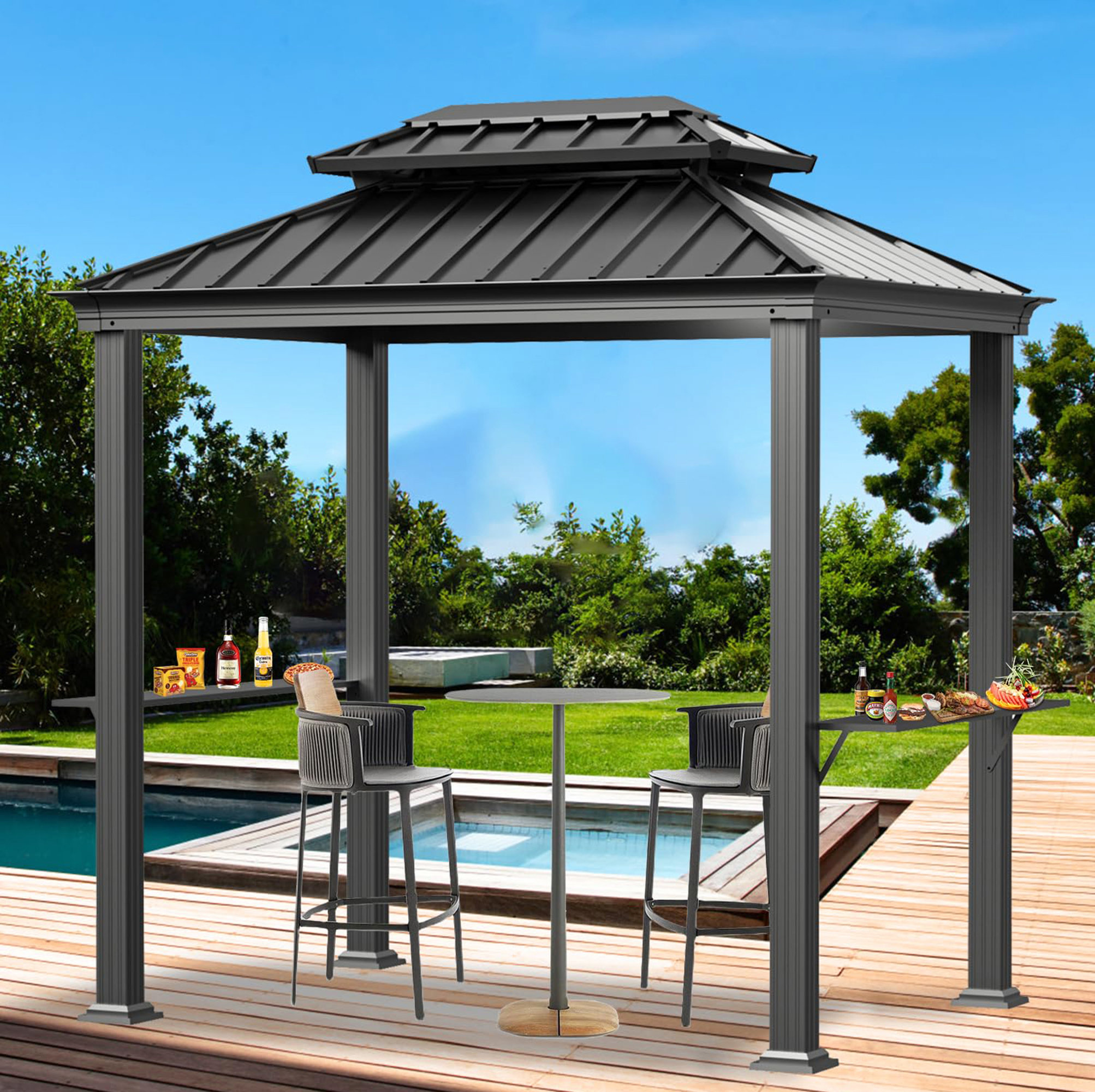 MODERN SHADE OUTDOOR LIVING SPACES Albany 6 pi x 8 pi Pavillon de ...