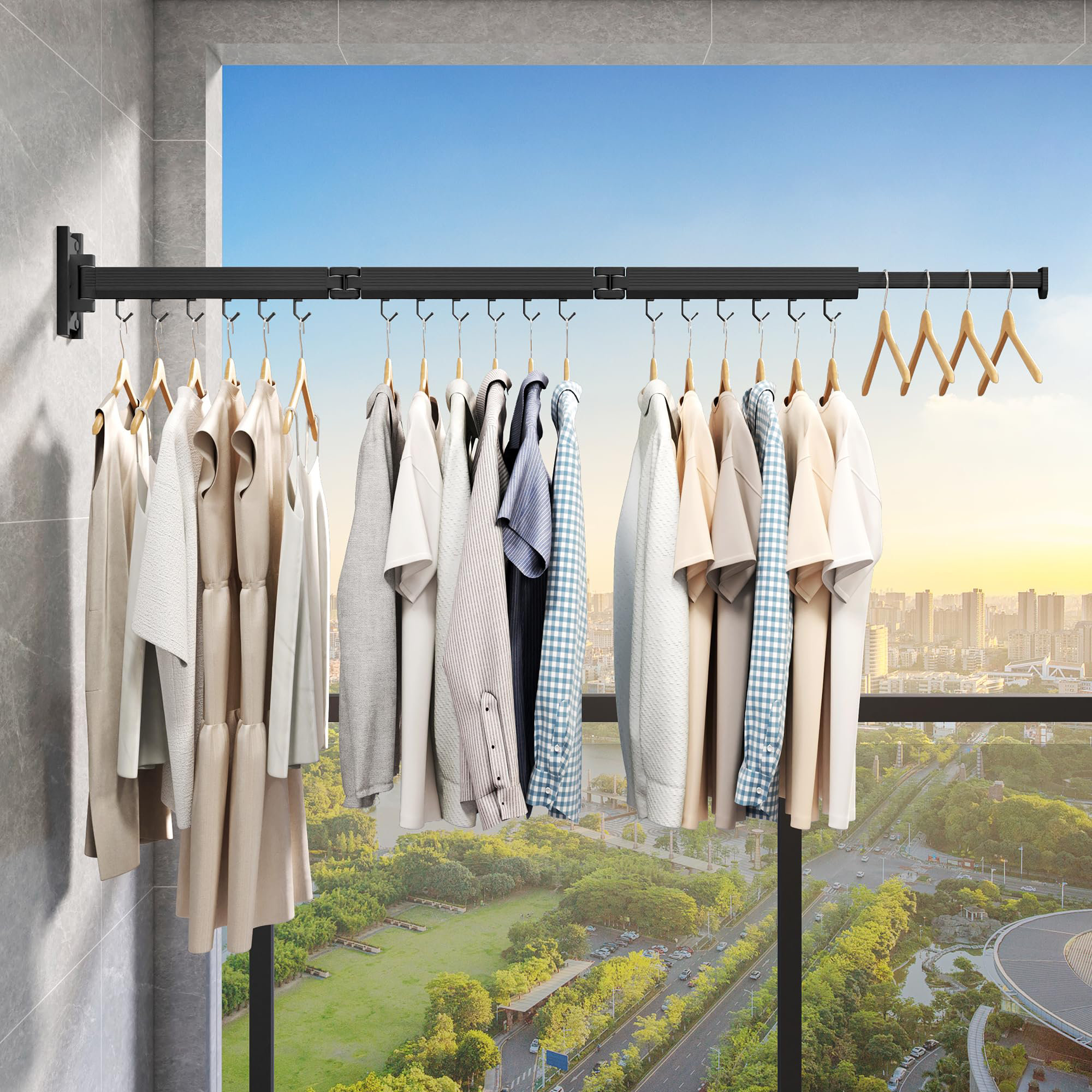 Rebrilliant Wall Mounted Retractable Clothes Drying Rack, Foldable ...