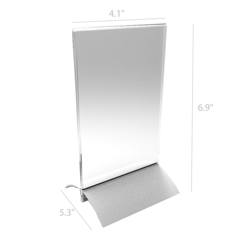 FixtureDisplays 4 x 6" Acrylic Sign Holder with Aluminum Base, Double ...