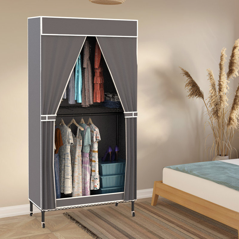 Rebrilliant 2 Tier Clothing Rack With Cover | Wayfair