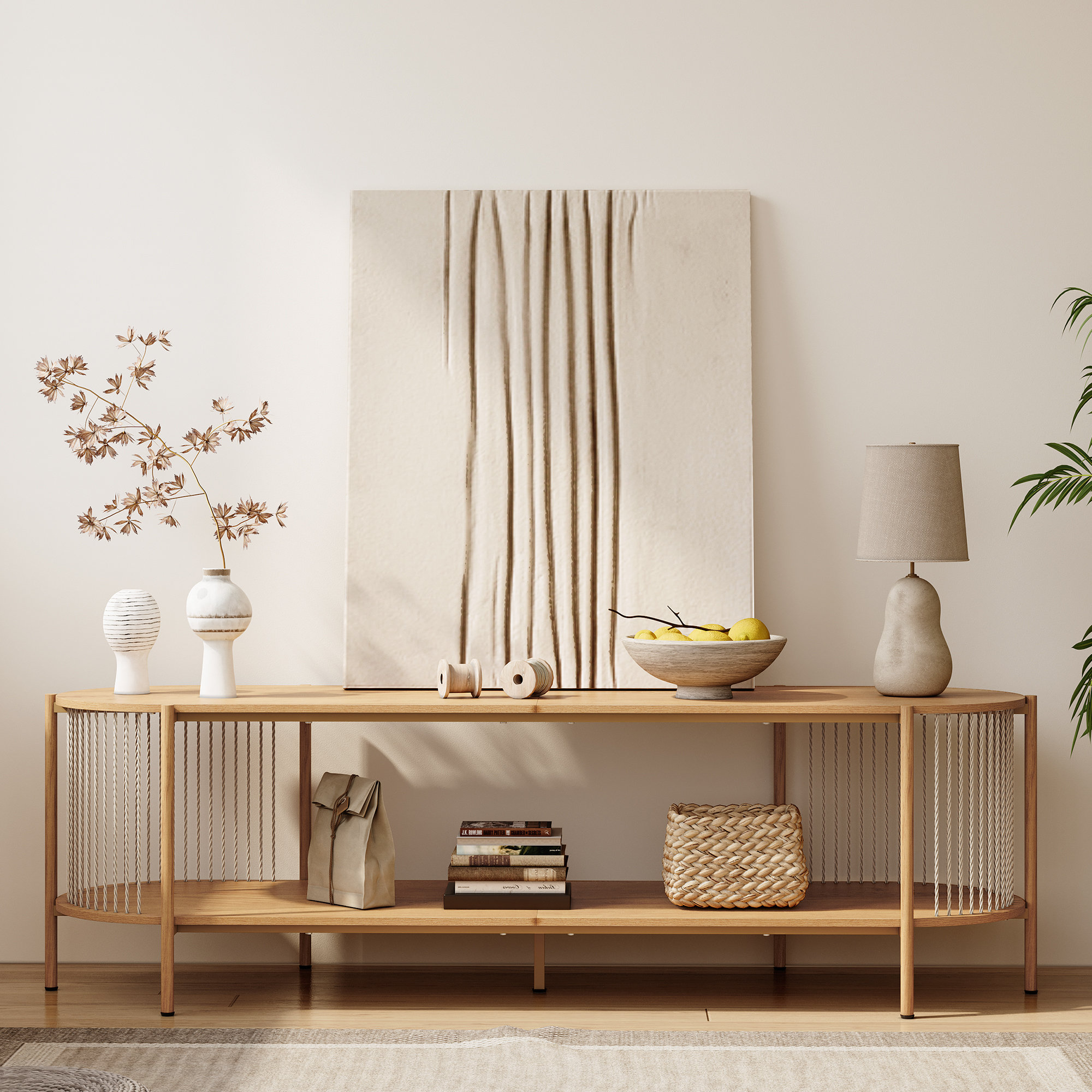 Breakwater Bay Boho Rope Braided 58‘’ Tv Stand & Reviews | Wayfair