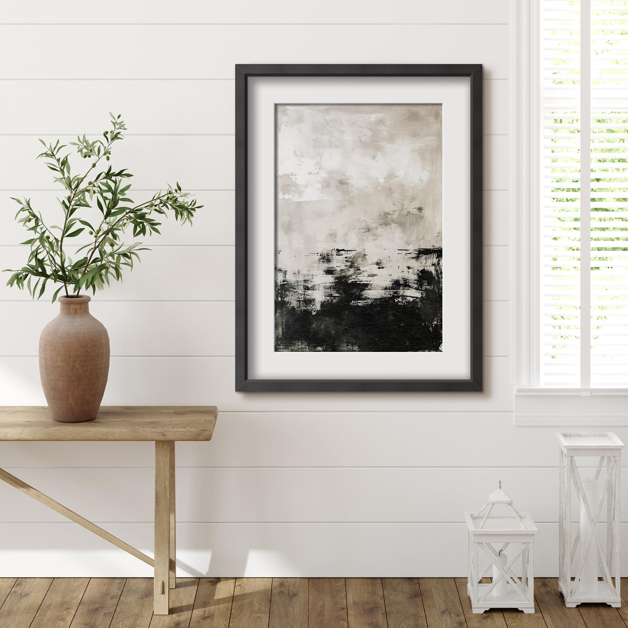 wall26 Monochromatic Art Print With Texture Detailing Framed On Paper ...