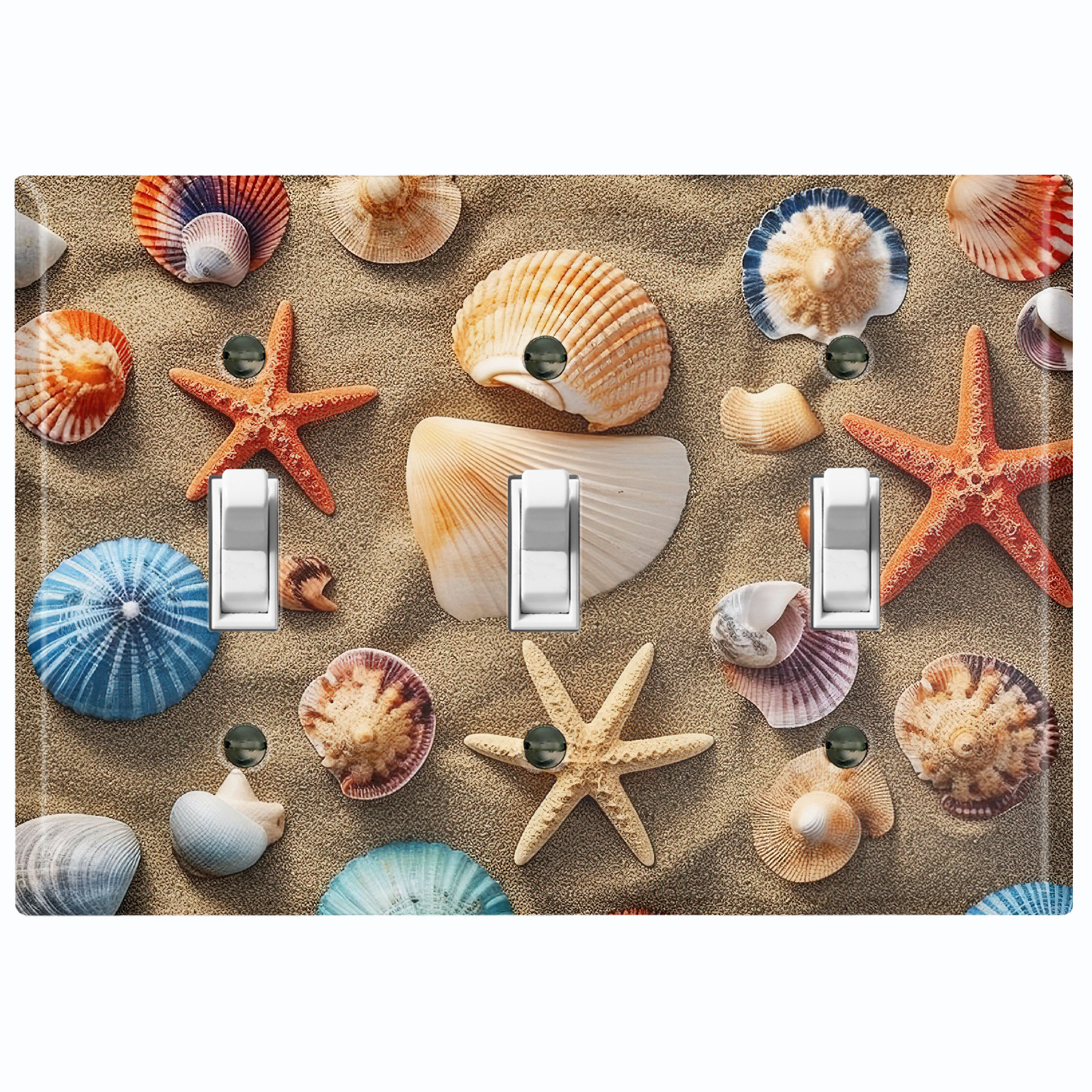 WorldAcc Metal Light Switch Plate Outlet Cover (Ocean Sea Shell Star ...
