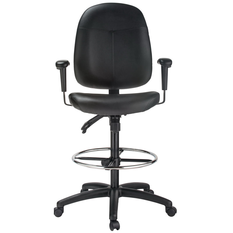 Harwick Furniture High-Back Ergonomic Genuine Leather Drafting Chair ...