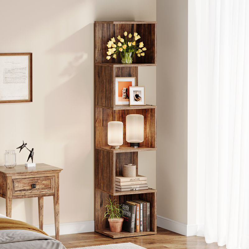 Millwood Pines 5-Tier Tall Narrow Corner Bookshelf | Wayfair