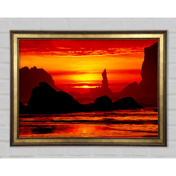 Highland Dunes Orange Ocean Monuments Framed Print | Wayfair.co.uk