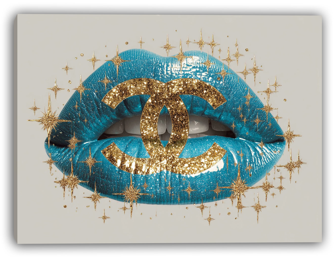 Mercer41 «Glam Lips with Gold Sparkle», art mural - Wayfair Canada