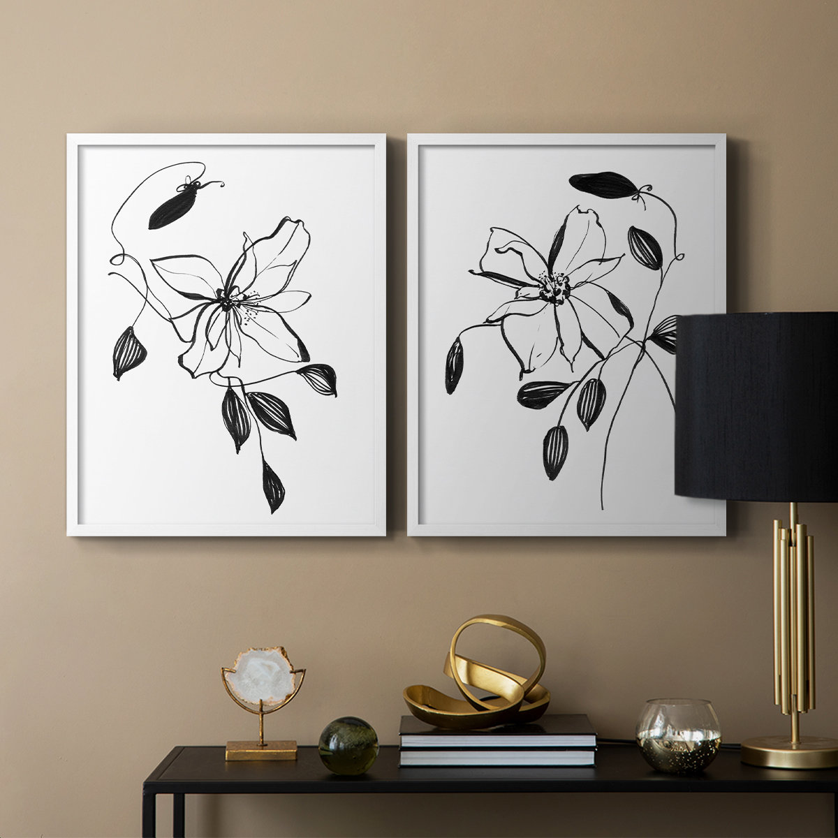 Wrought Studio™ Wild Clematis I-Premium Framed Print -Ready to Hang - No Nails Required - No ...