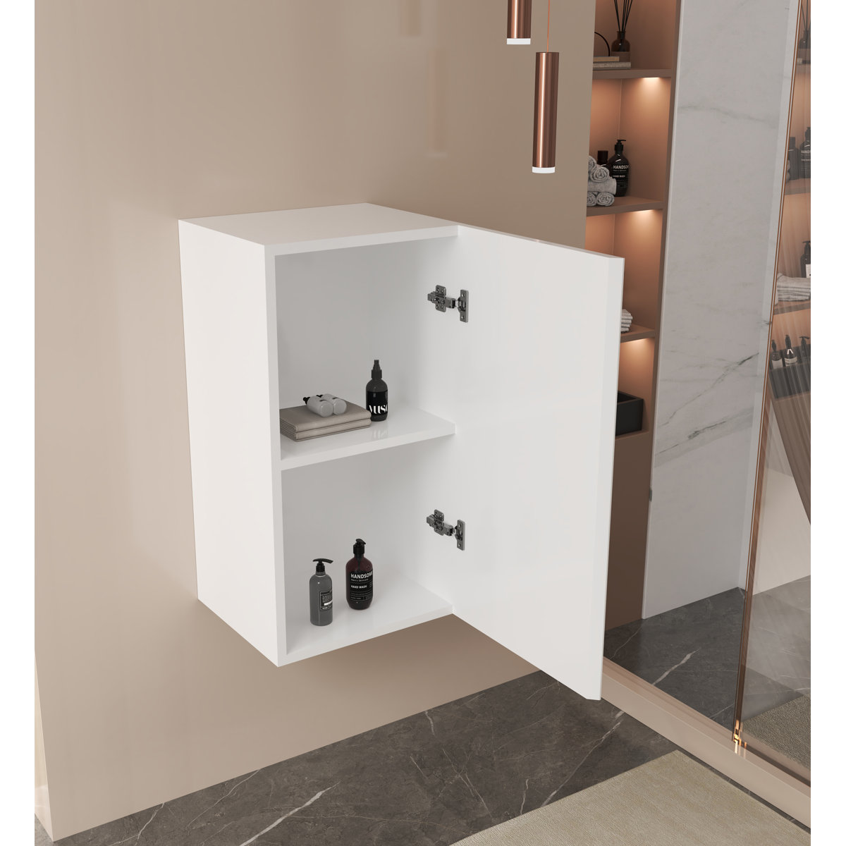 Ebern Designs Wall Mounted Side Cabinet / Matt White Finish | Wayfair