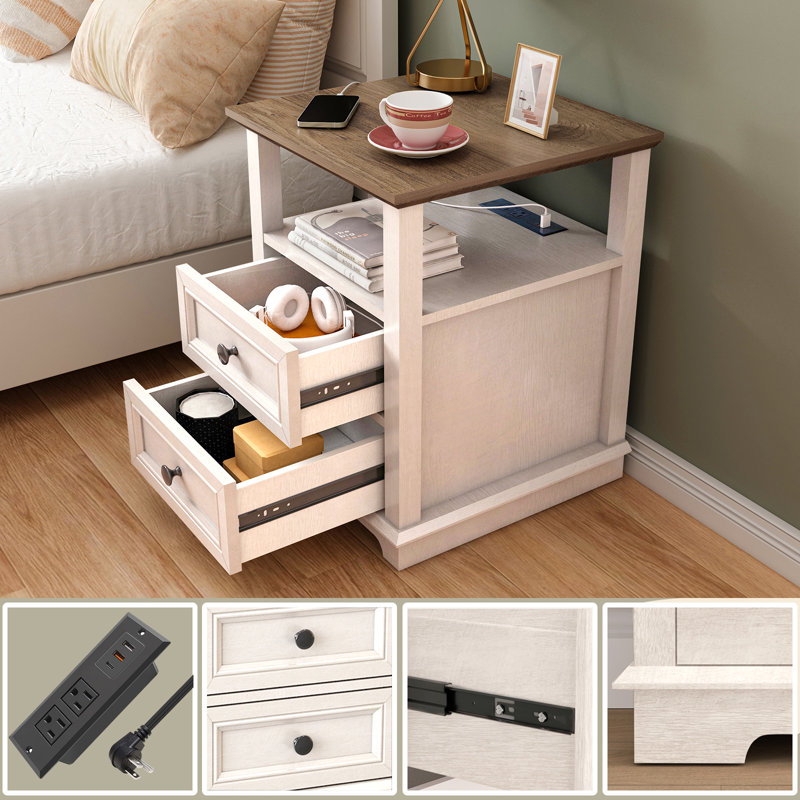 Rosalind Wheeler Bijal Tray Top Frame 2 - Drawer End Table and Built-In ...