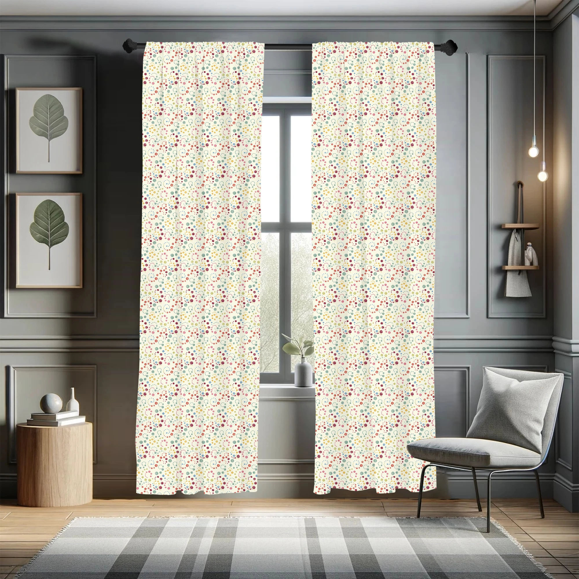 East Urban Home Art Polka Dot Semi-Sheer Rod Pocket Curtain Panels ... East Urban Home Art Polka Dot Semi-Sheer Rod Pocket Curtain Panels ...