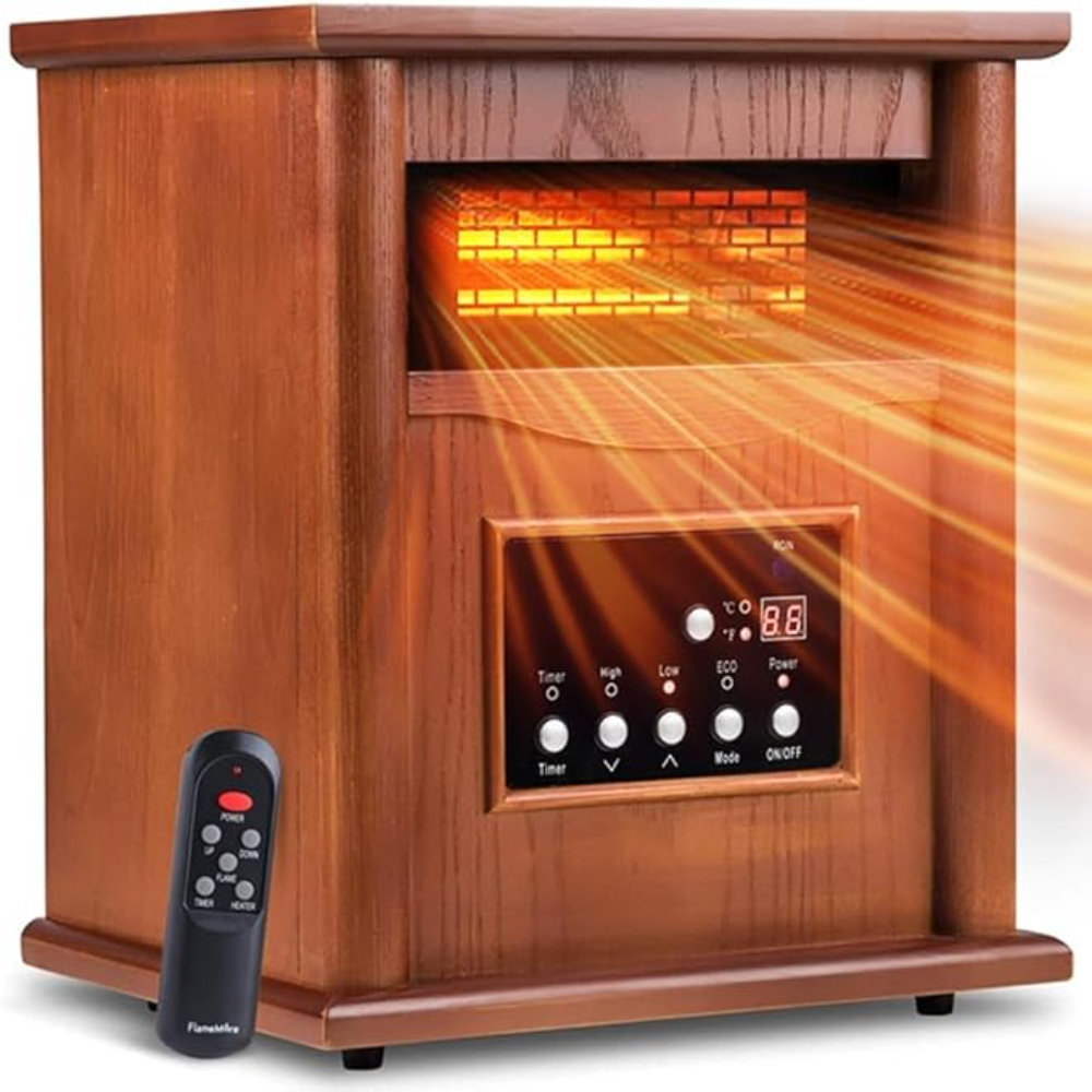 BUILTCO Electric Infrared Space Heaters For Indoor Use, 1500W Box Space ...
