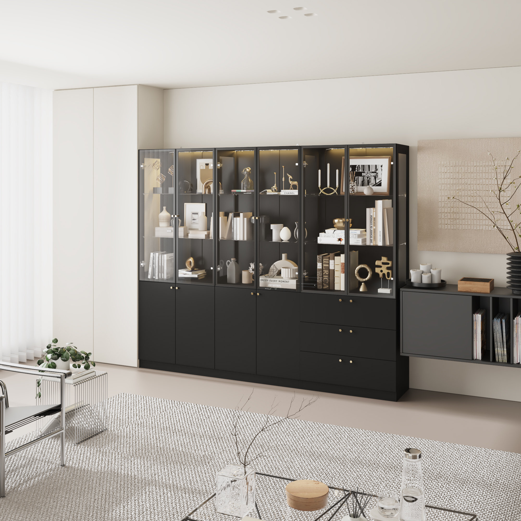 Ivy Bronx Multi-Functional Storage Cabinet Set With RGB Lighting ...
