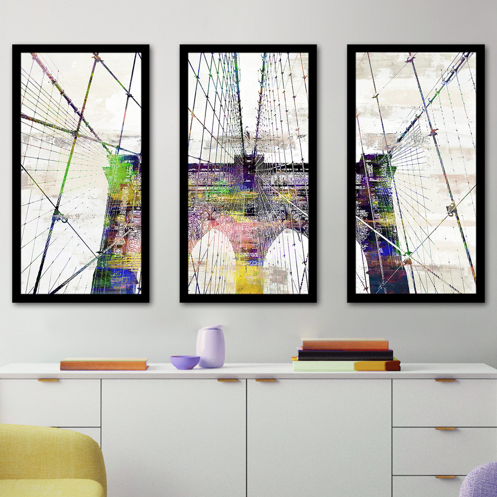 Latitude Run® Brooklyn Bridge 3' Framed Graphic Art on Canvas Print on ...