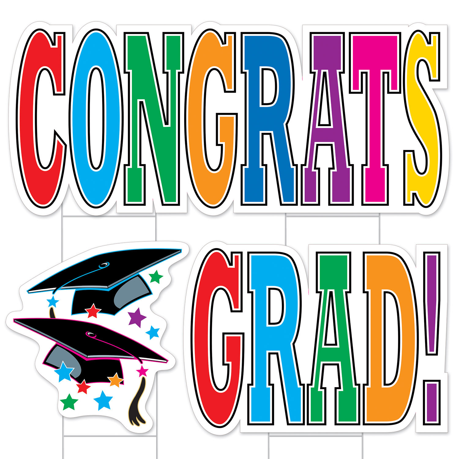 Beistle Plas Jumbo Congrats Grad! Yard Sign Set | Wayfair
