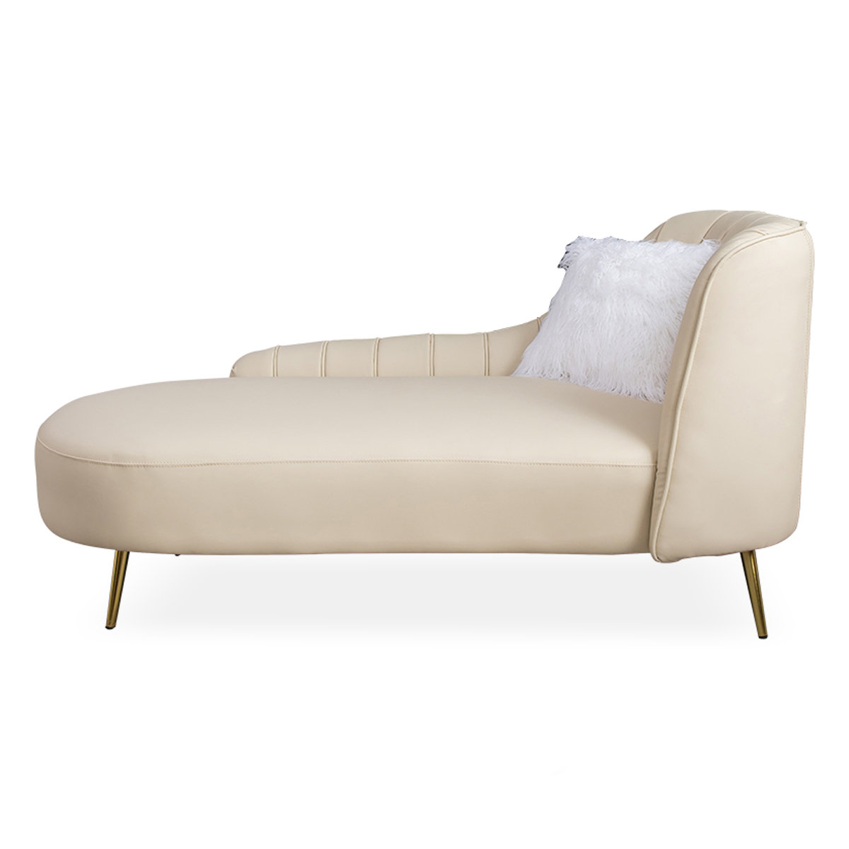 Finesse Furni Modern Cream Chaise with Gold - Toned Metal Legs | Wayfair