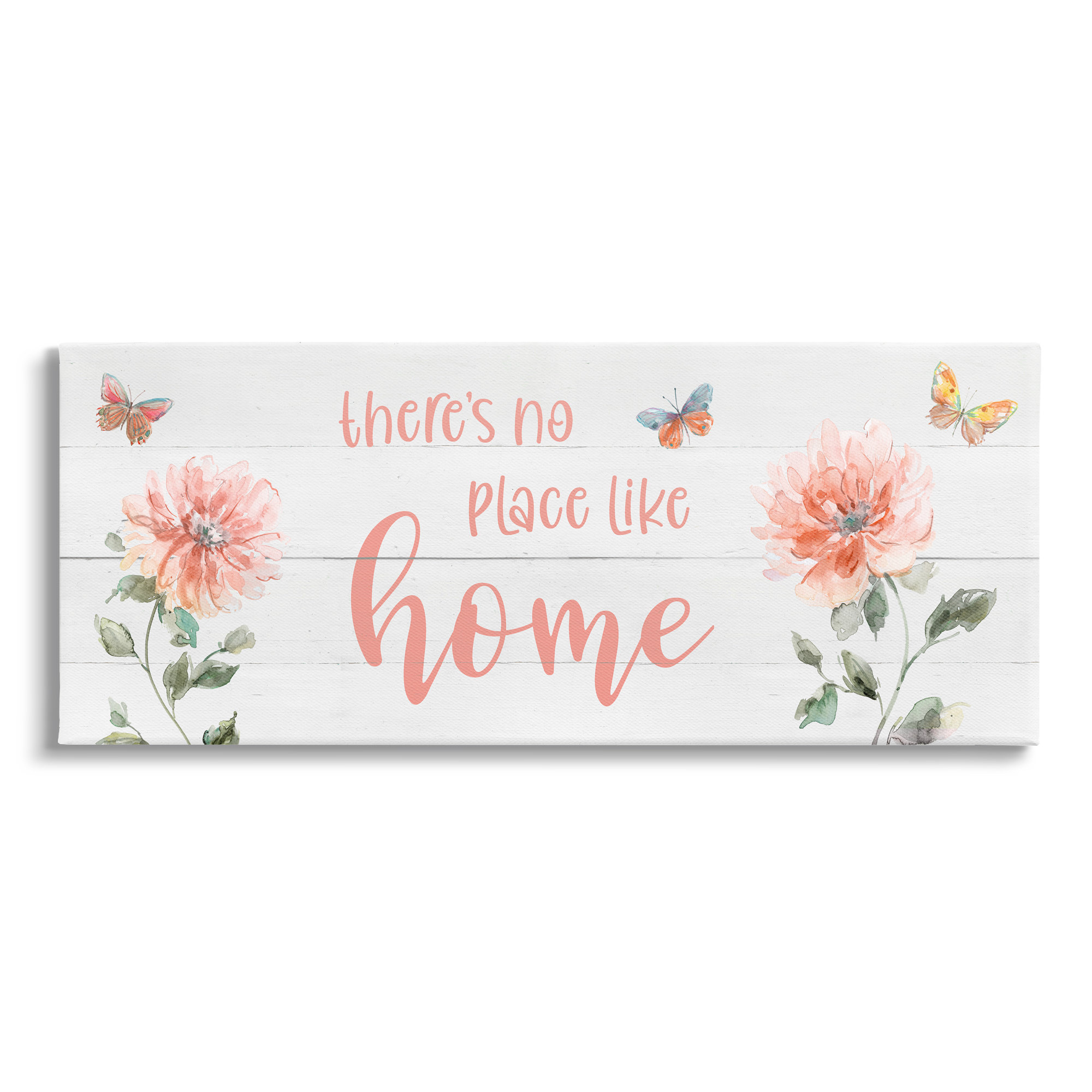 Trinx Floral Pink Home Phrase On Canvas by Livi Finn Print | Wayfair