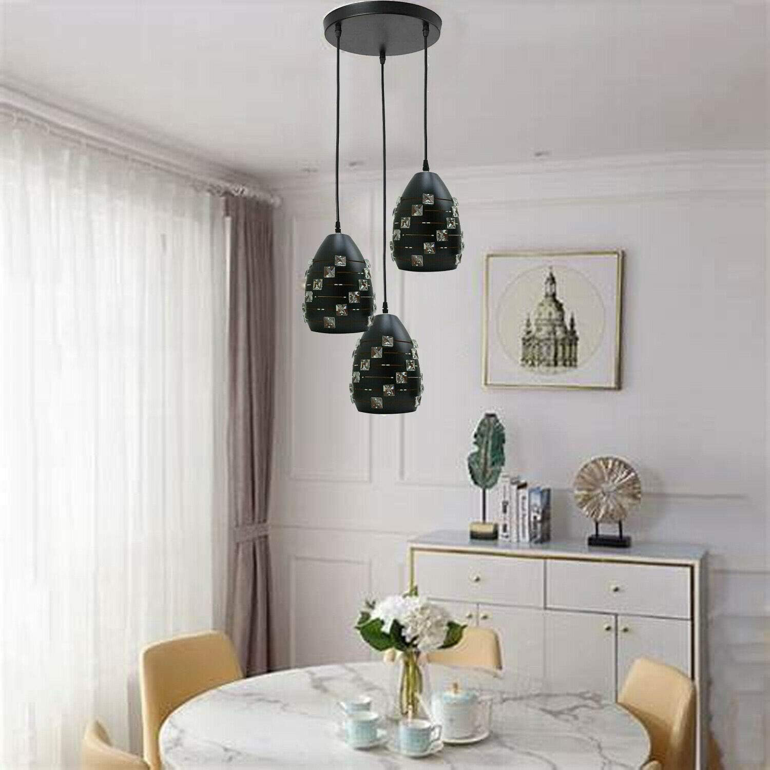 Borough Wharf Modern Black Pendant Ceiling Light – 3 Way Adjustable ...