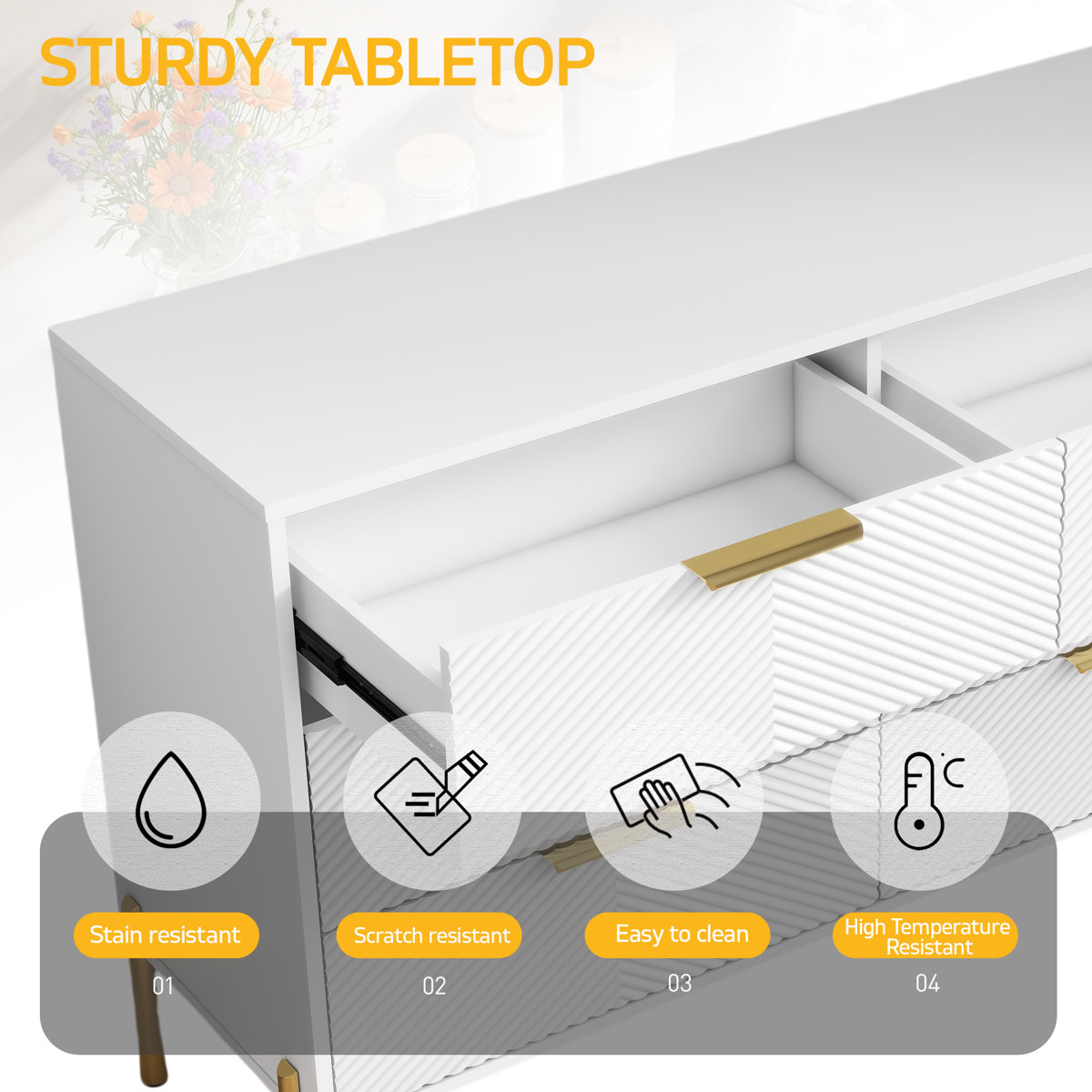 Mercer41 47.2"W Modern Design Drawers Dresser, 6 Drawers | Wayfair