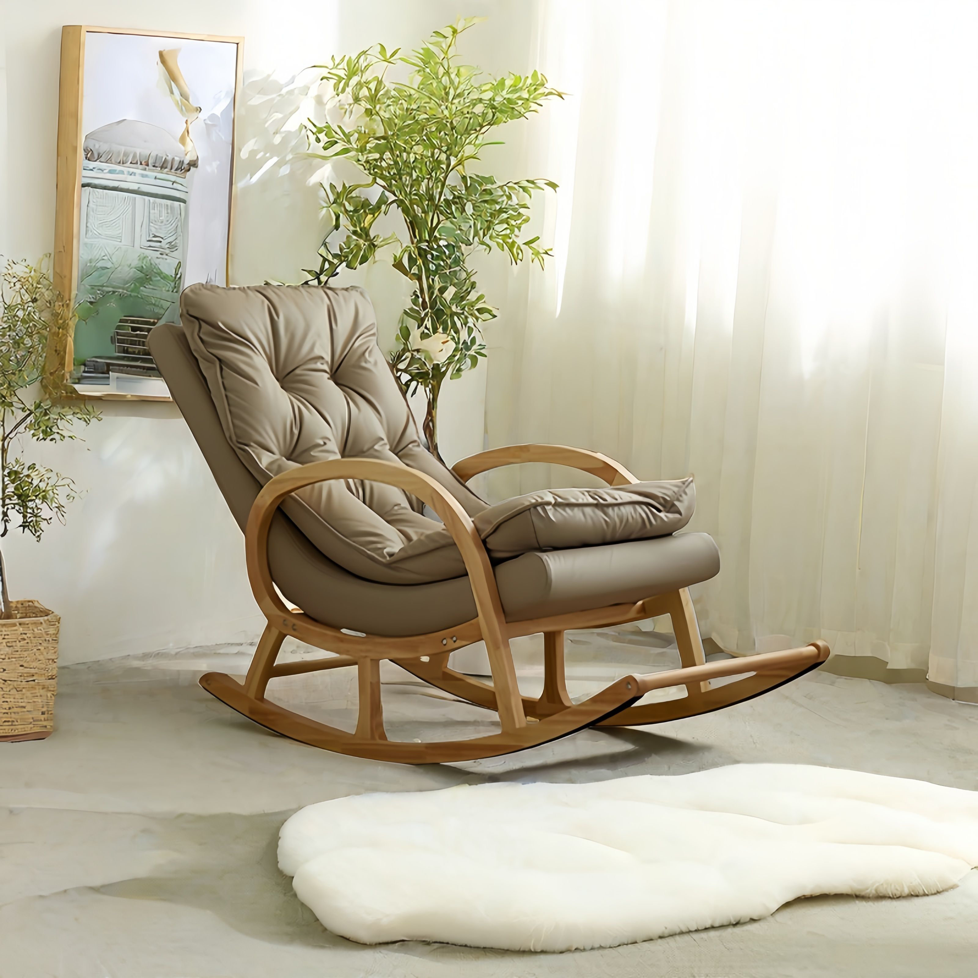 VIBORZ Modern Upholstered Solid Wood Rocking Chair | Wayfair