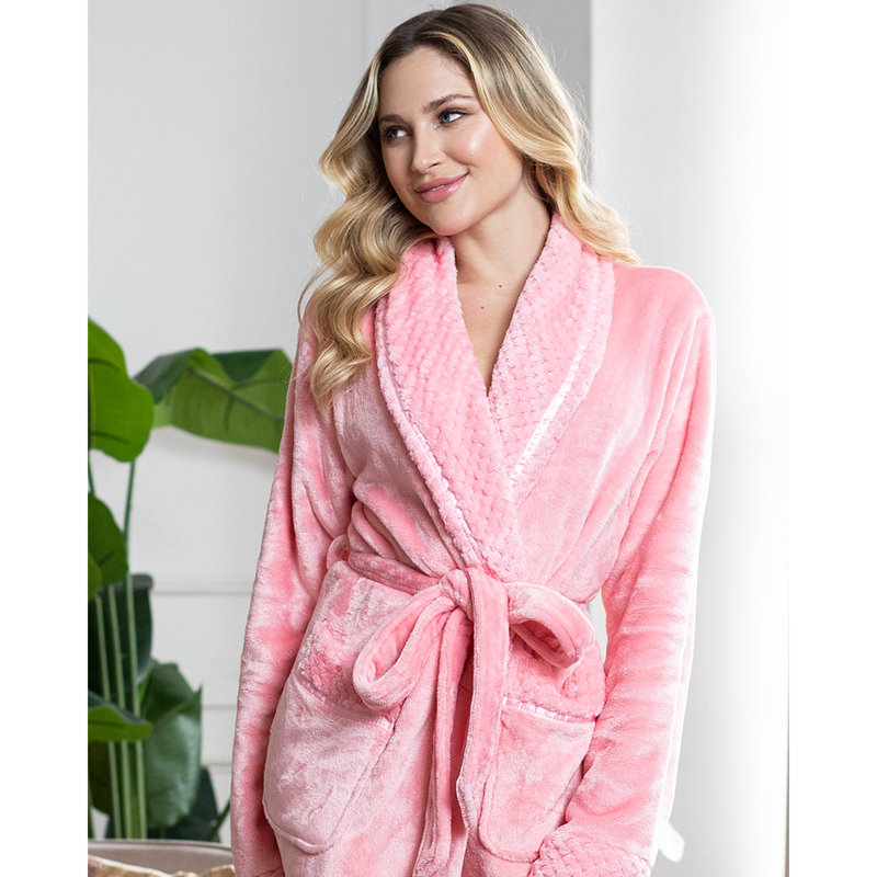 Soft Sherpa Plush Bathrobe Women's Fluffy Fleece Robe - Soft Plush ...