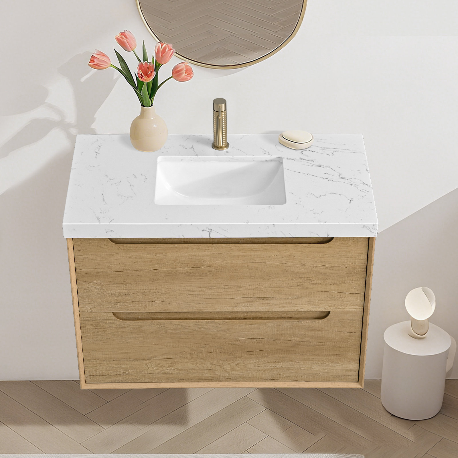Ebern Designs Rayea 36 Inch Floating Wall-mounted Bahtroom Vanity With ...