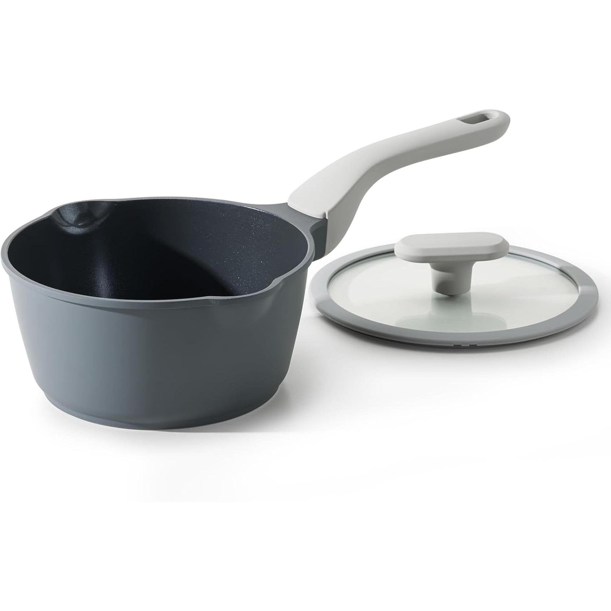 Textiles Hub Nonstick Saucepan With Lid 2 Quart Ceramic Sauce Pan Non ...