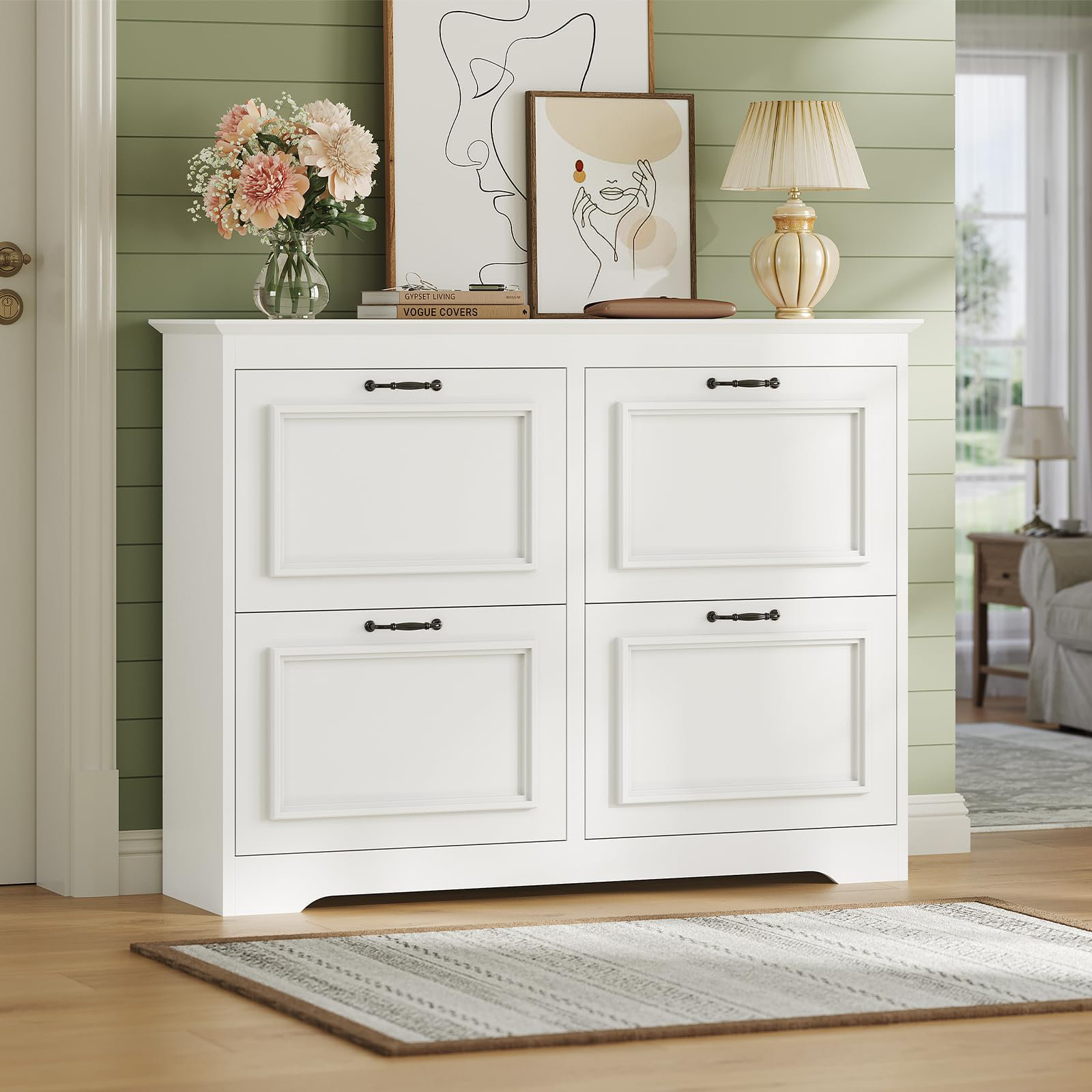 DICTAC Shoe cabinet white shoe rack, shoe cabinet drawer shoe rack with ...