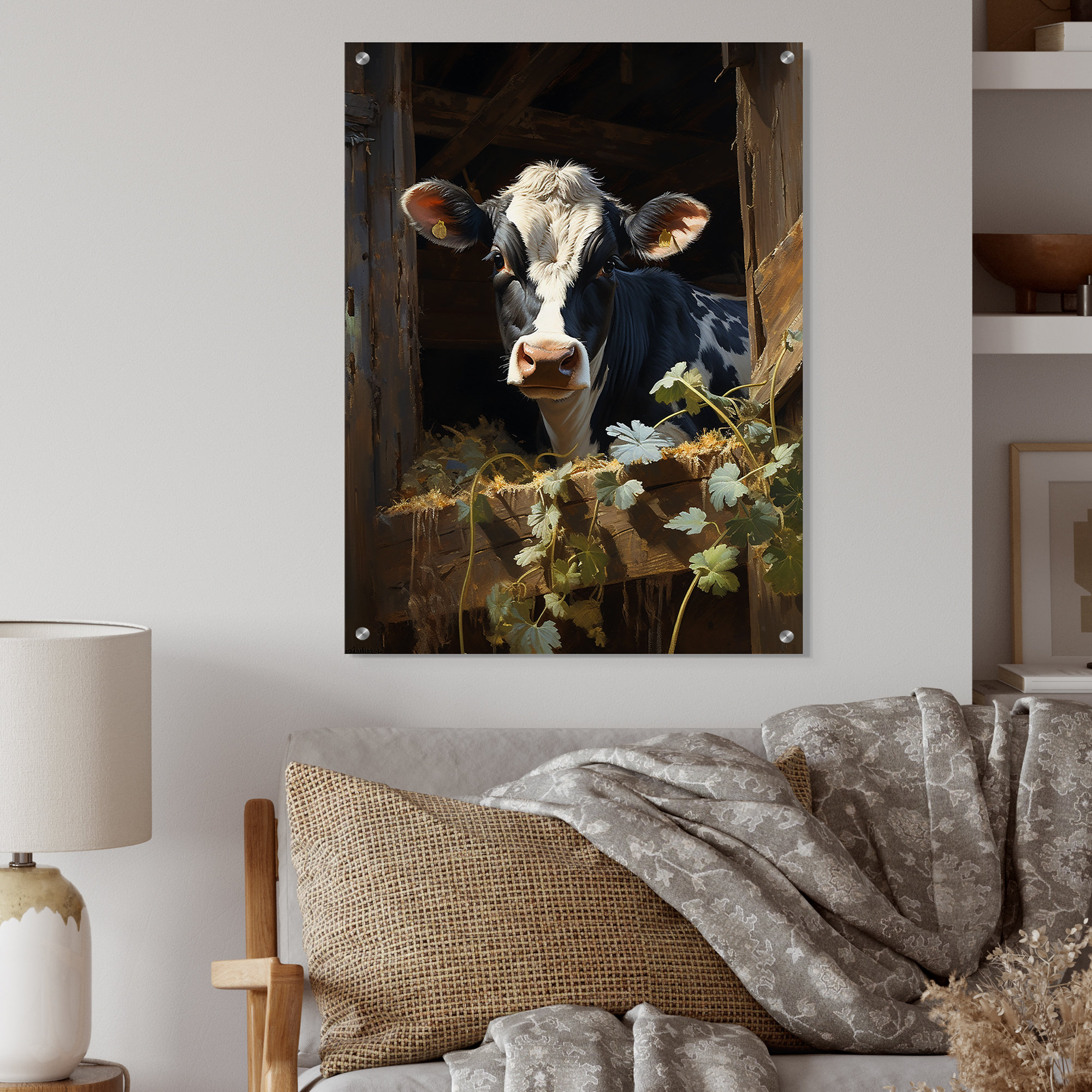 August Grove® Cow Rustic Charm I - Cow Acrylic Wall Art | Wayfair