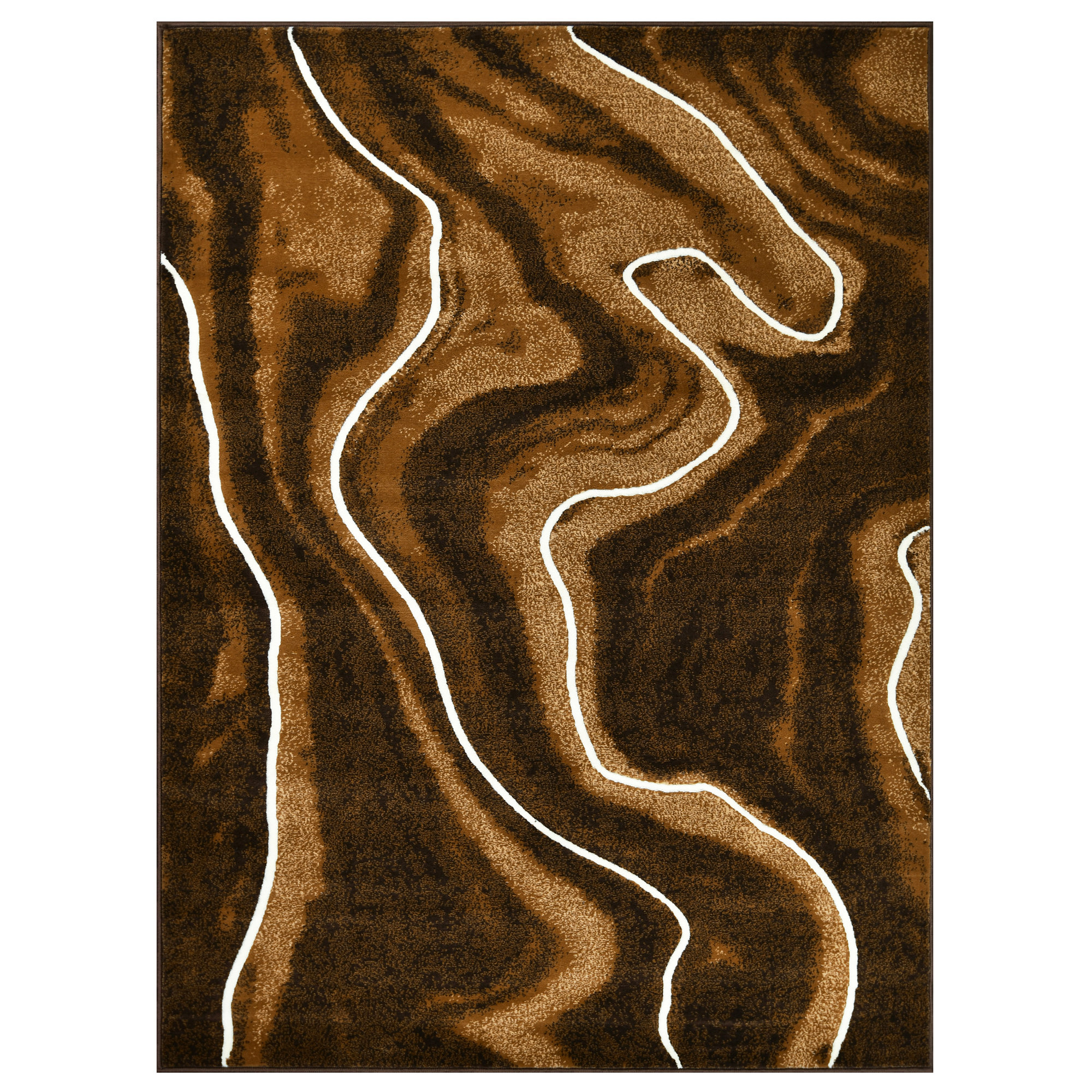 Orren Ellis HR Mocha Brown And Beige Modern Contemporary Abstract Area ...